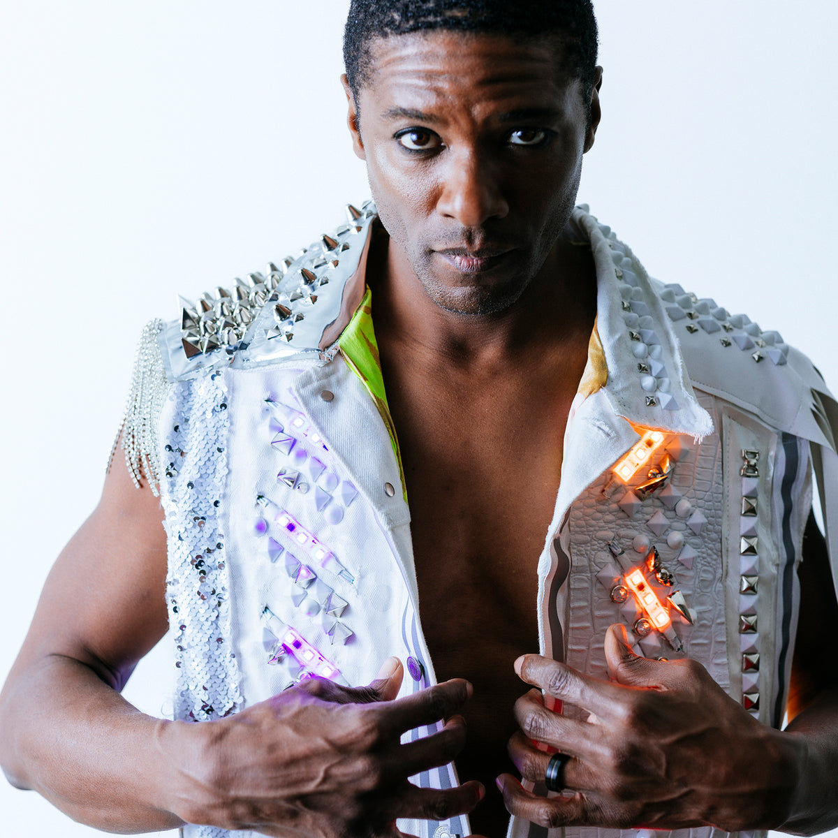 Observer 2.0 - LED - Denim Vest - White – Tinsel Arcade